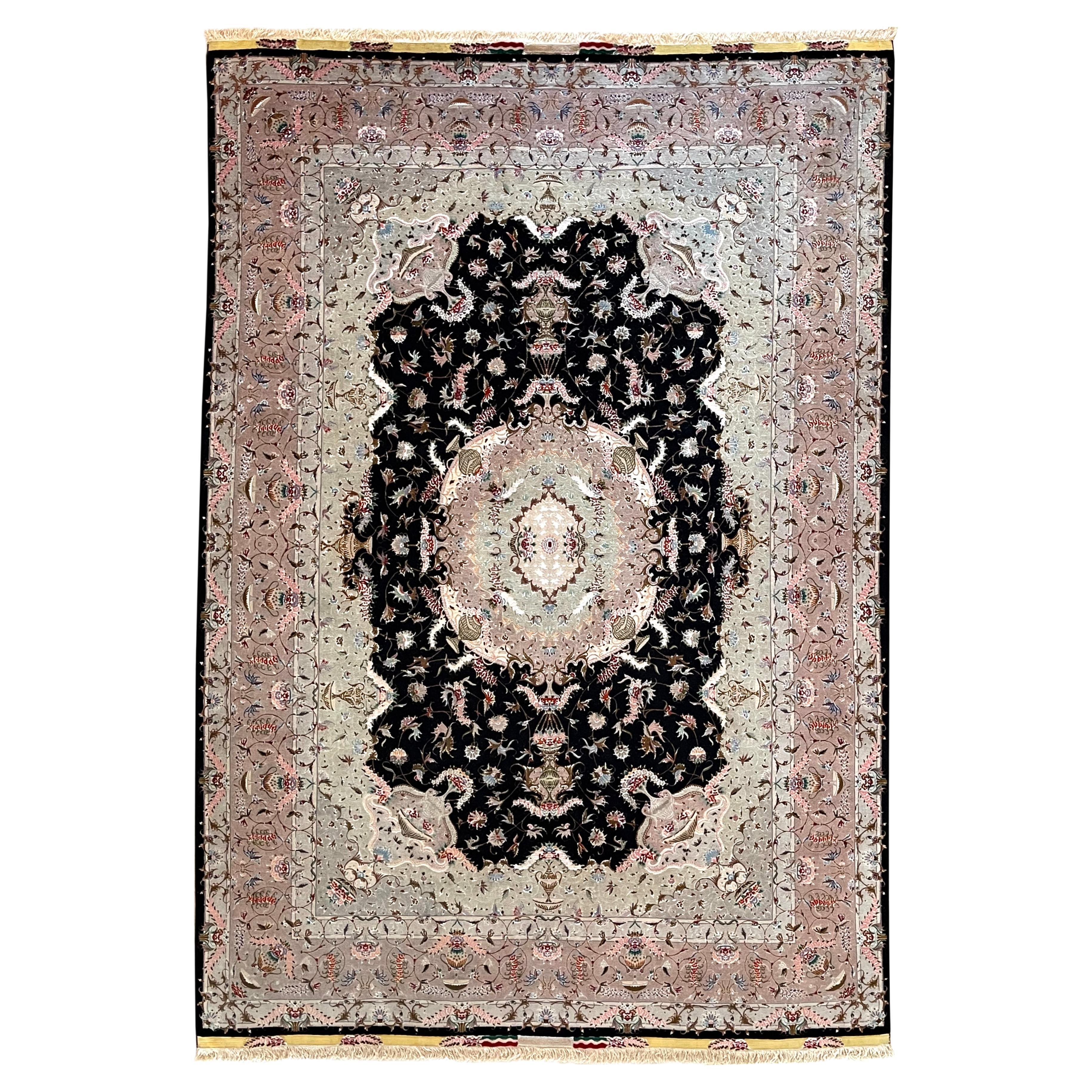 Persian Floral Medallion Hand Knotted 60 Raj Tabriz Shirfar Design Rug ...