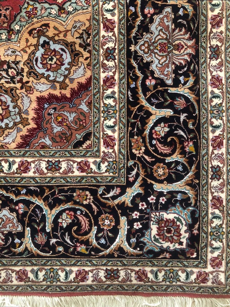Persian Hand Knotted Medallion Floral Javad Ghalam Tabriz Wool Silk Rug ...