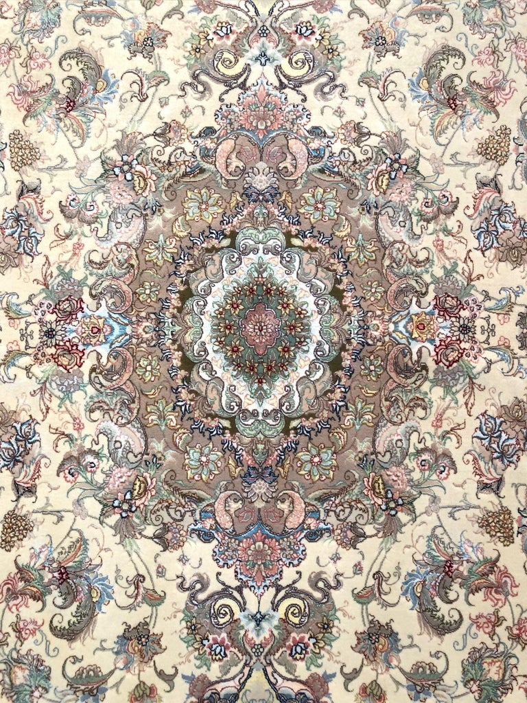 Persian Hand Knotted Medallion Floral Tabriz Rug For Sale at 1stDibs ...
