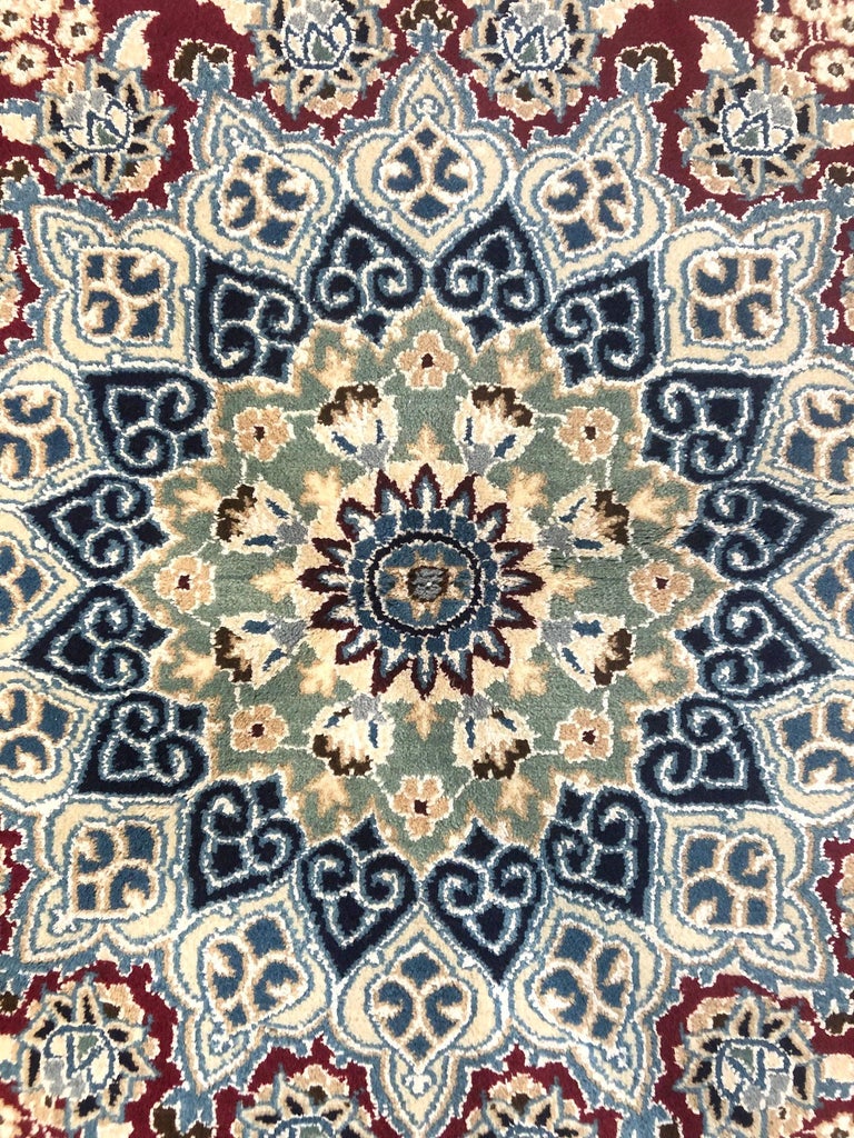 Persian Hand Knotted Medallion Floral Red Nain Rug For Sale at 1stDibs ...