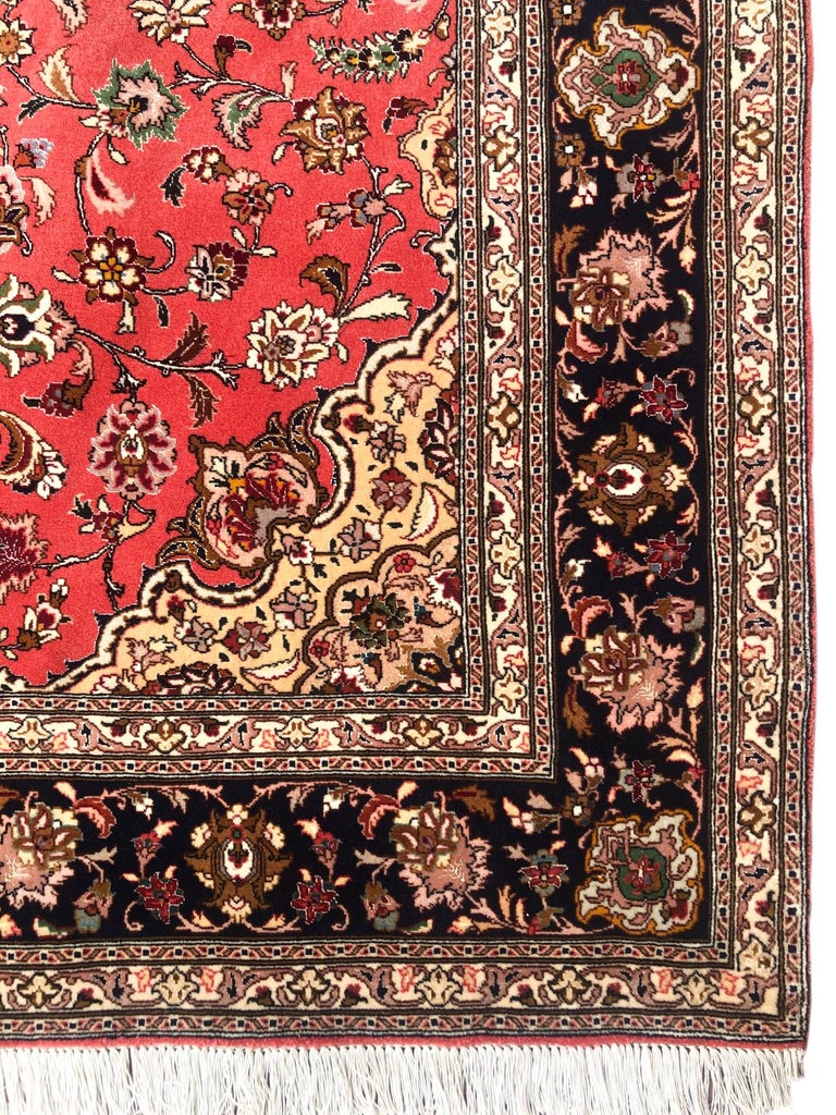 Persian Hand Knotted Medallion Floral Red Tabriz Rug 50 Raj at 1stDibs