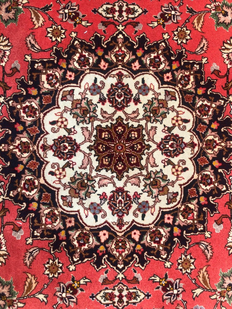 Persian Hand Knotted Medallion Floral Red Tabriz Rug 50 Raj at 1stDibs