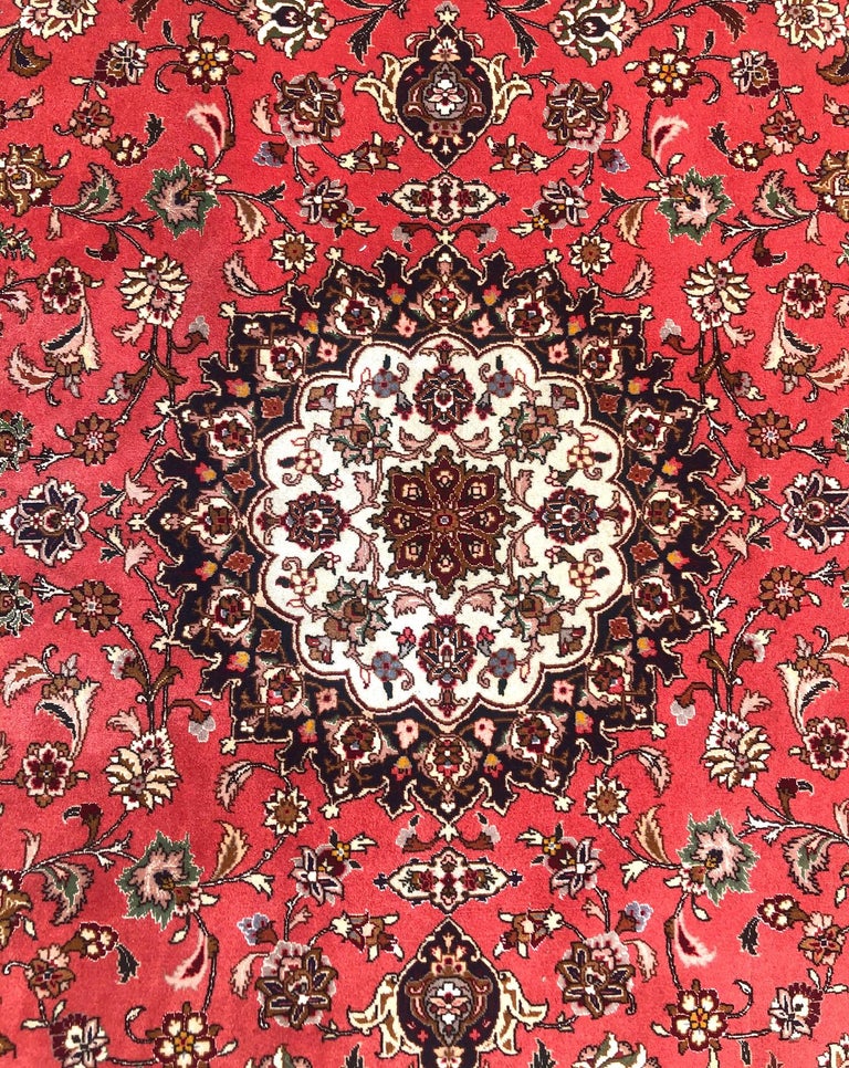 Persian Hand Knotted Medallion Floral Red Tabriz Rug 50 Raj at 1stDibs