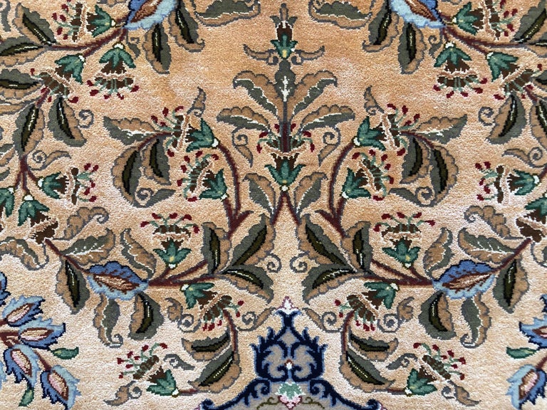 Persian Hand Knotted Medallion Silk Floral Isfahan Rug For Sale at 1stDibs
