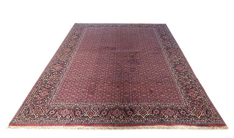 Persian Hand Knotted Red All-Over Herati Design Bijar Bidjar Rug For ...