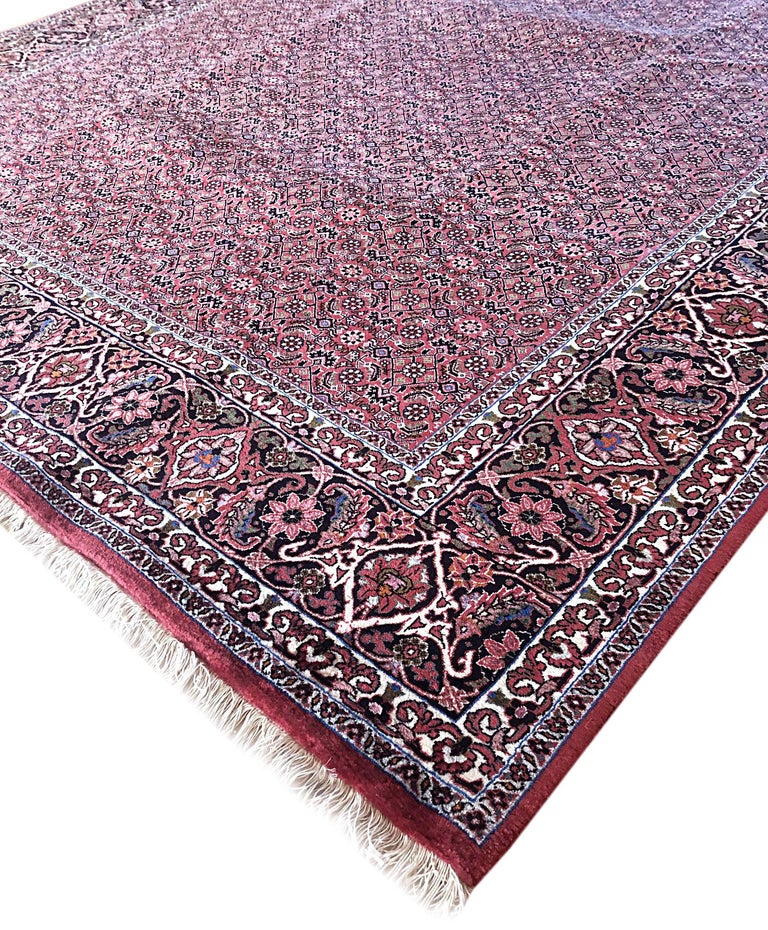 Persian Hand Knotted Red All-Over Herati Design Bijar Bidjar Rug For Sale at 1stDibs