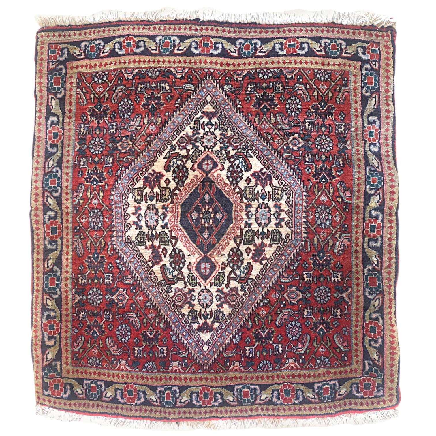 Persian Hand Knotted Tribal Diamond Medallion Josheghan Rug, circa 1960 ...