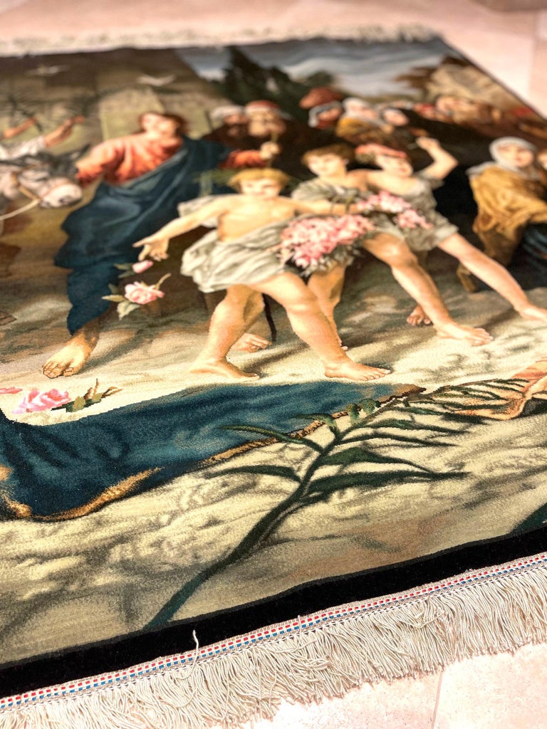 Persian Hand Knotted Religious Scenery Wool and Silk Pictorial Tabriz ...