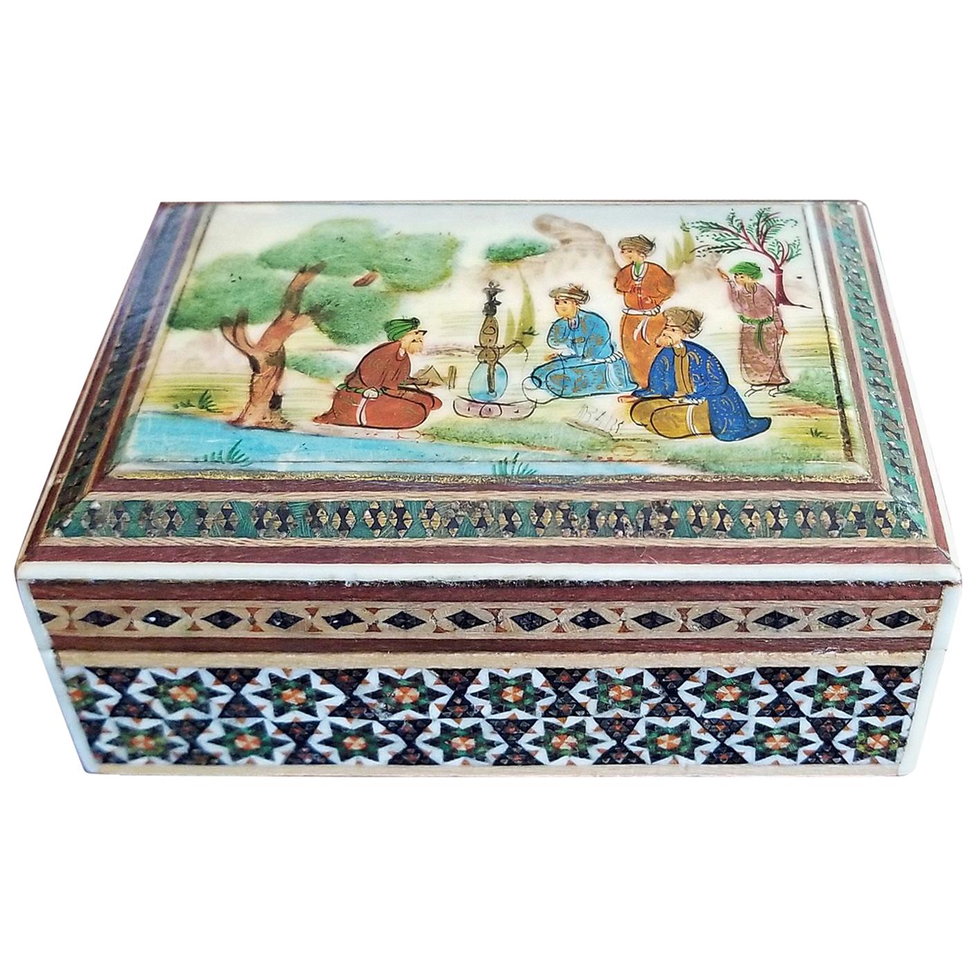 Antique Islamic Persian Wooden Box at 1stdibs