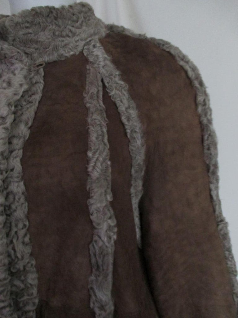 Persian Karakul Lamb Fur Reversible coat with Brown Suede For Sale at ...