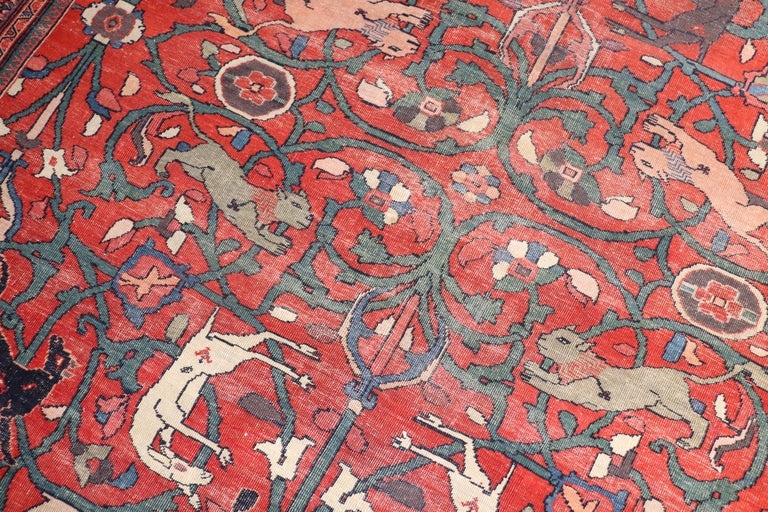 Persian Mahal Animal Pictorial Rug For Sale at 1stDibs