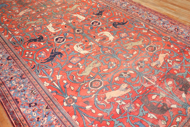 Persian Mahal Animal Pictorial Rug For Sale at 1stDibs