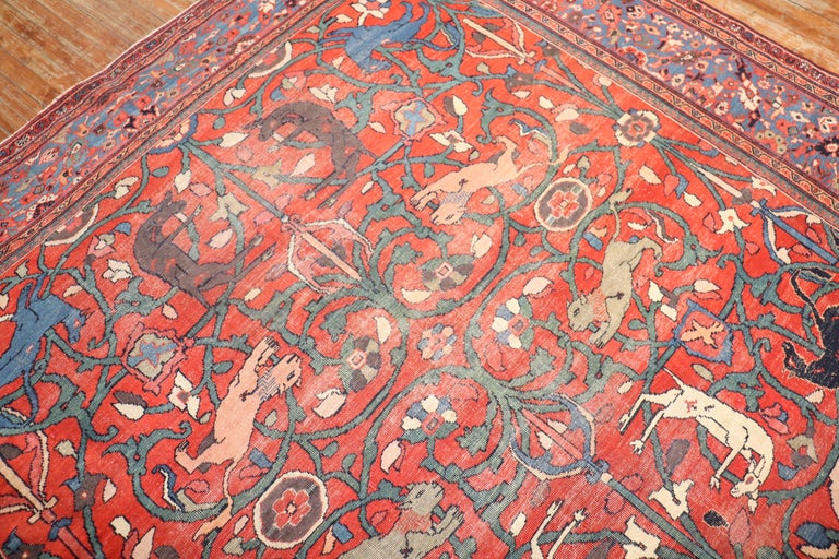 Persian Mahal Animal Pictorial Rug For Sale at 1stDibs