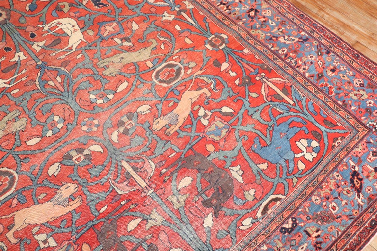 Persian Mahal Animal Pictorial Rug For Sale at 1stDibs