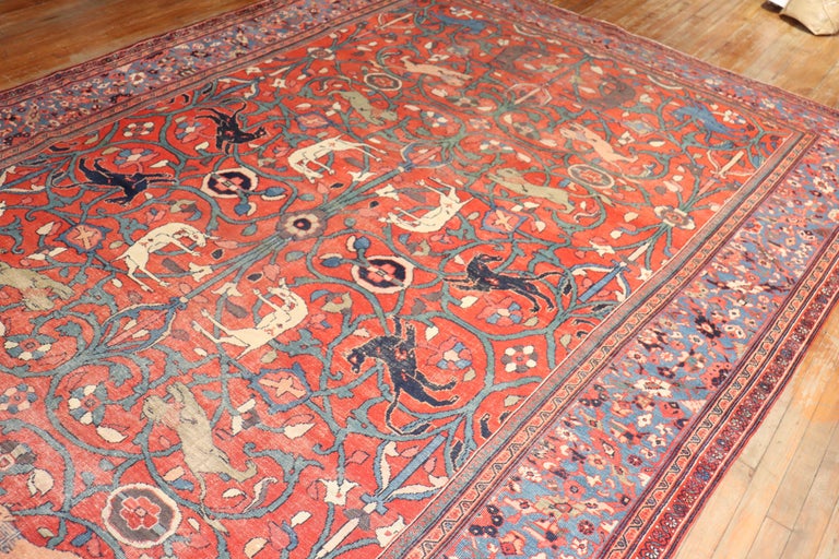 Persian Mahal Animal Pictorial Rug For Sale at 1stDibs