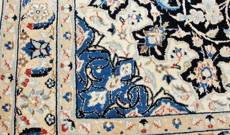 Persian Nain Carpet, woo and Silk, 5'2" x 8' For Sale at 1stDibs