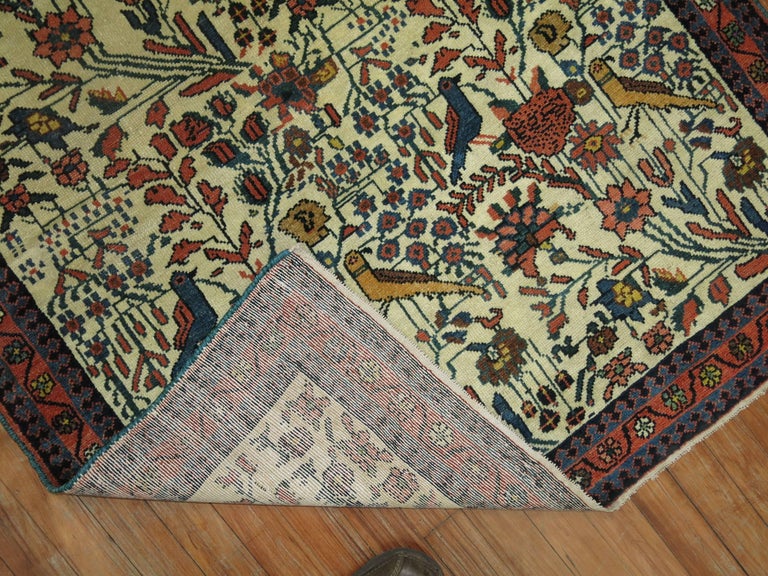 Ivory Field Pigeon Bird Traditional 20th century Persian Pictorial Rug ...