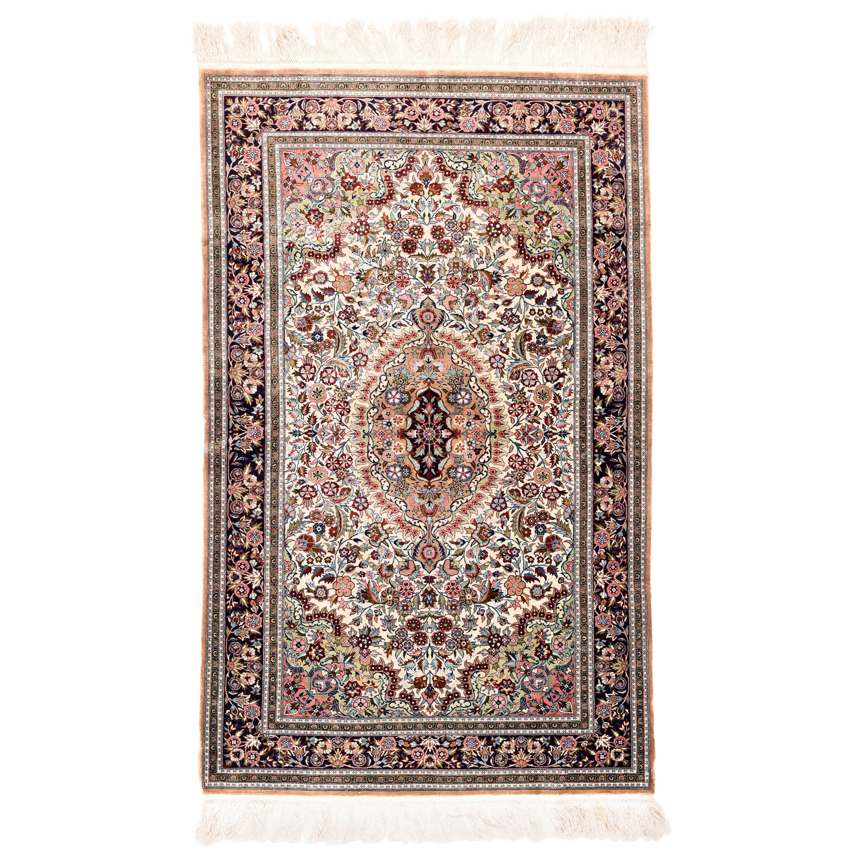 Authentic Persian Qum Hand Knotted Tree of Life Burgundy Silk Rug For ...