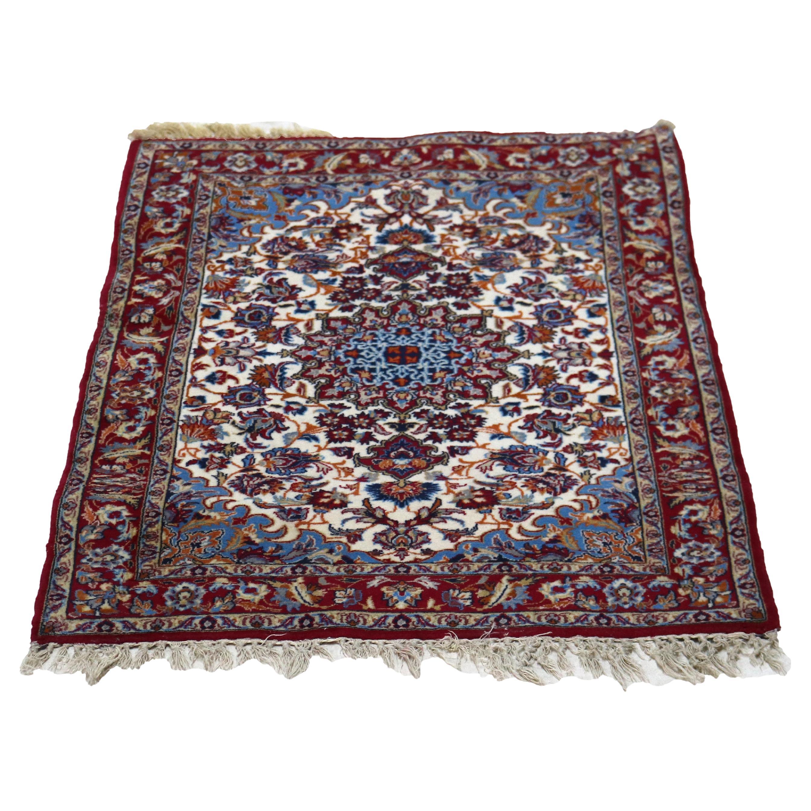 Persian Silk Kashan Throw Rug 20thC For Sale at 1stDibs
