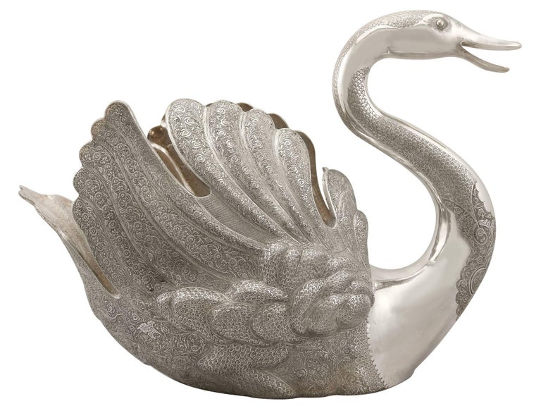 Persian Silver Swan Centerpieces / Champagne Bottle Holders at 1stDibs