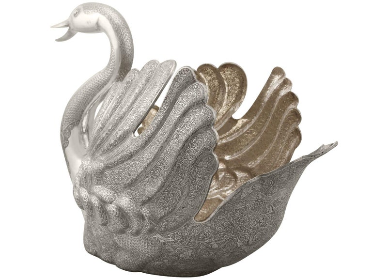 Persian Silver Swan Centerpieces / Champagne Bottle Holders at 1stDibs