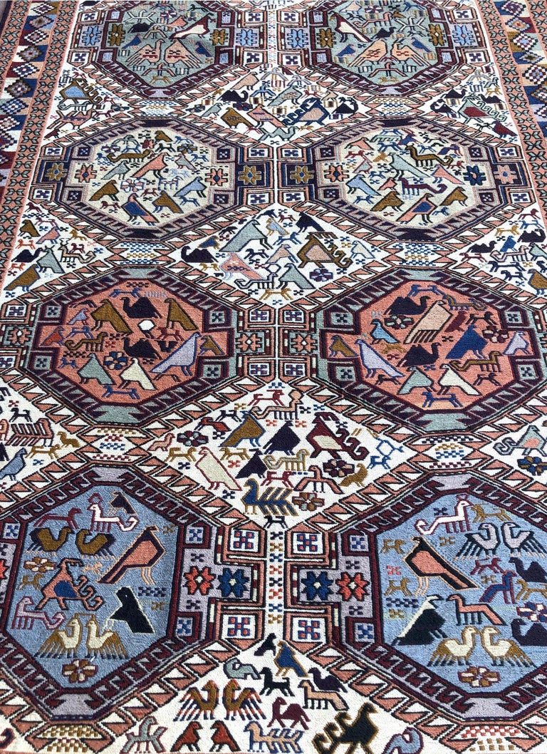 Persian Sumak Multi-Color Tribal Animal Motif Kilim Rug For Sale at ...