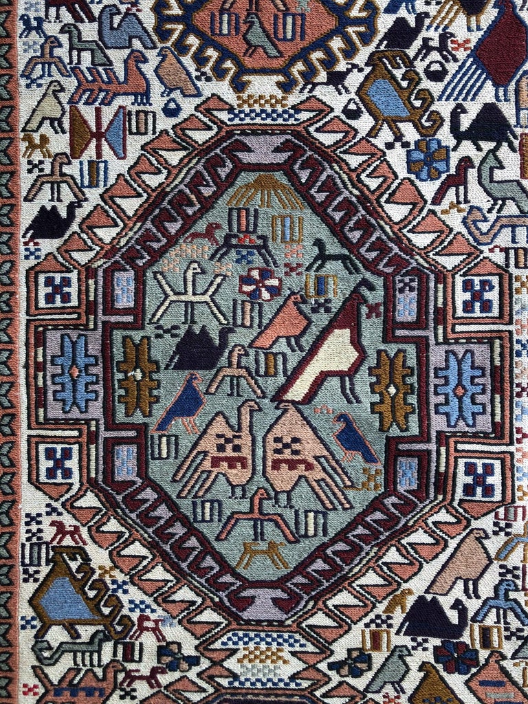 Persian Sumak Multi-Color Tribal Animal Motif Kilim Rug For Sale at ...