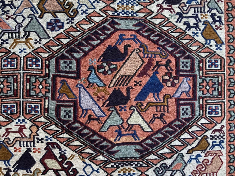 Persian Sumak Multi-Color Tribal Animal Motif Kilim Rug For Sale at ...