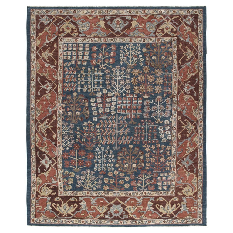 Persian Traditional Kurdish Handknotted Rug in Blue and Rust Color For ...