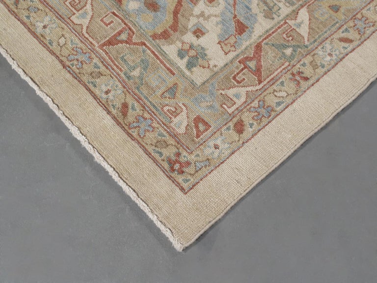 Persian Traditional Kurdish Hand Knotted Runner Rug in Ivory, and Rust ...