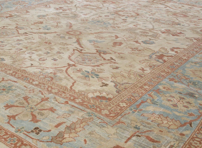Persian Ziegler Sultanabad Hand Knotted Rug in Pale Blue and Rust Color ...