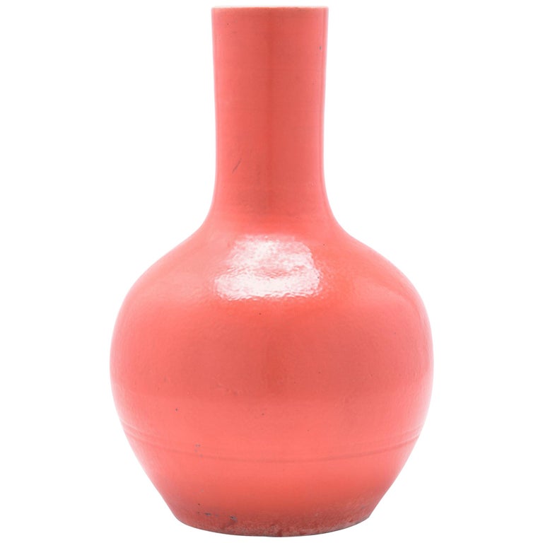 Persimmon Orange Stick Neck Vase For Sale at 1stDibs