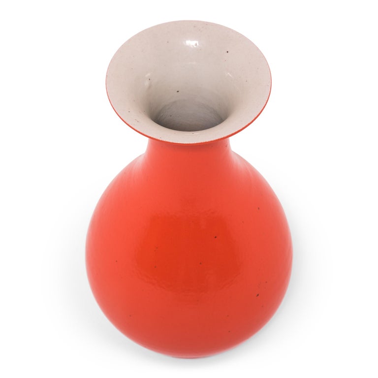 Persimmon-Orange Glazed Pear Vase For Sale at 1stDibs