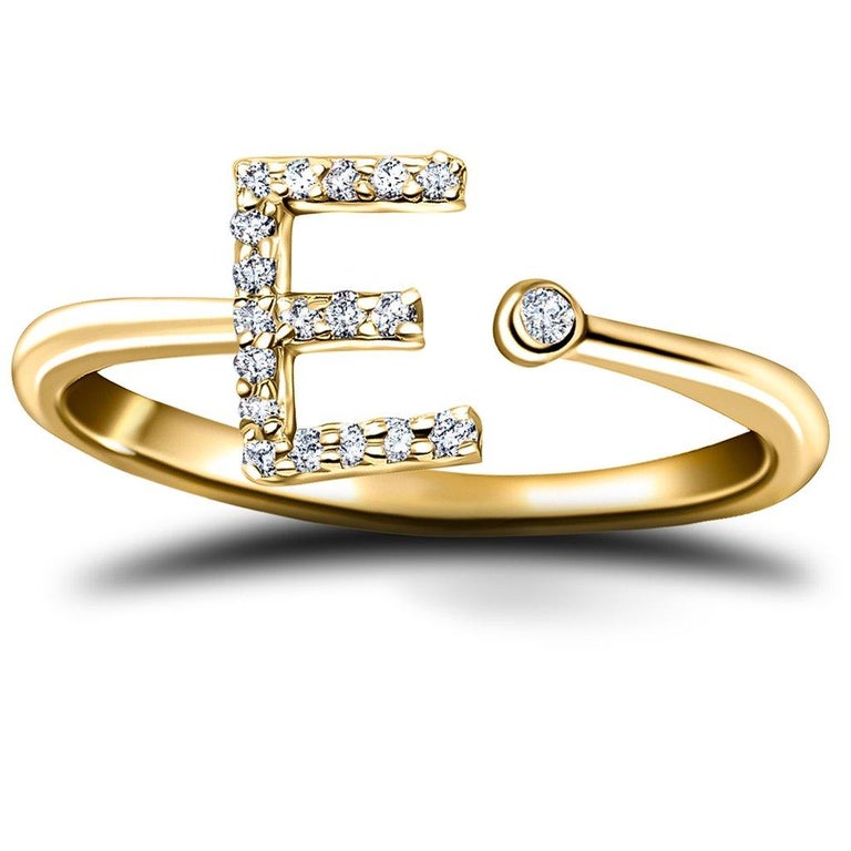 Customizable Personal Jewellery Diamond 0.10 Carat Initial E Ring 18 ...
