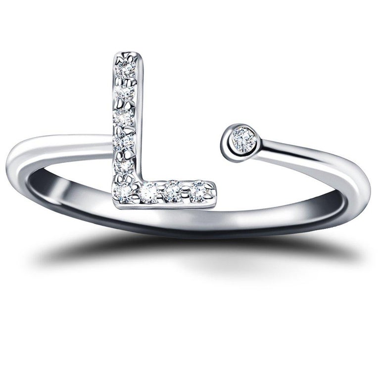 Customizable Personal Jewellery Diamond 0.10 Carat Initial, L, Ring 18 ...