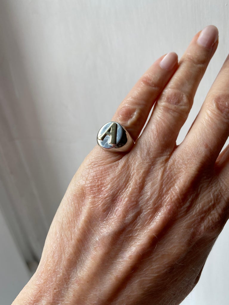 Personalise Initials 18K Yellow Gold Sterling Silver Unisex Signet Ring ...