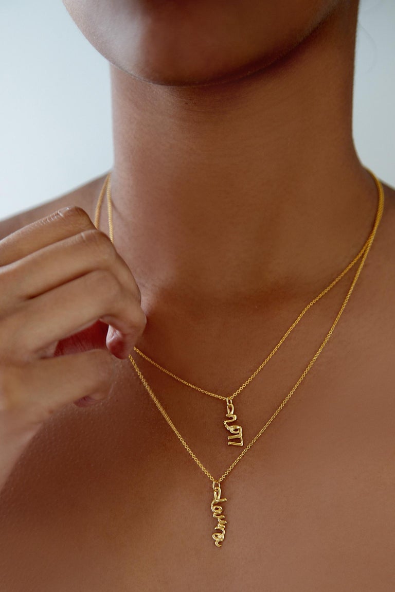 Personalised Script Necklace, 18 Carat Gold Plated For Sale at 1stDibs