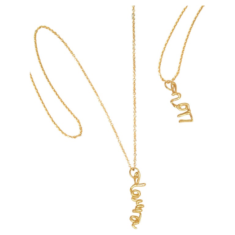 Personalised Script Necklace, 18 Carat Gold Plated For Sale at 1stDibs