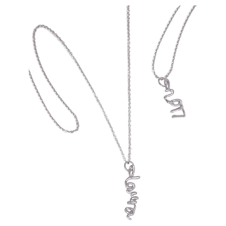Personalised Script Necklace in Recycled Silver For Sale at 1stDibs