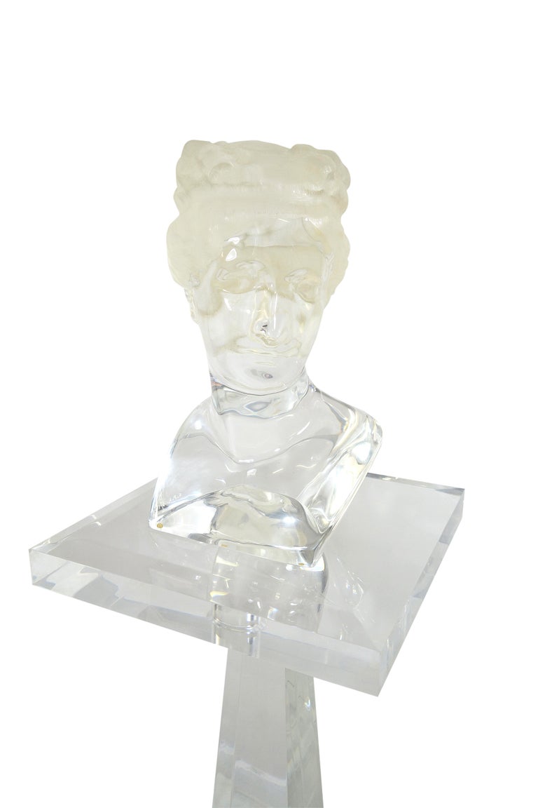 Perspex Bust of Woman on Console Also Made of Plexiglass Signed C.P.K ...