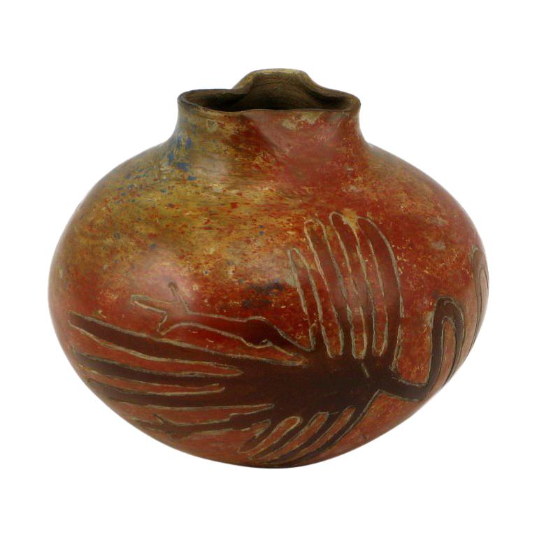 Peruvian Chulucanas Pottery Vase By Julio Flores at 1stDibs