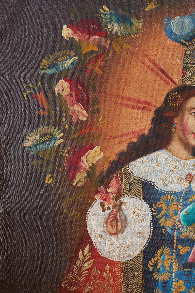 Peruvian Cuzco School Colonial Style Madonna Child Painting at 1stDibs ...