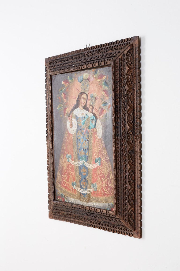Peruvian Cuzco School Colonial Style Madonna Child Painting at 1stDibs ...