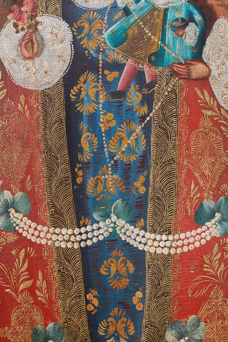 Peruvian Cuzco School Colonial Style Madonna Child Painting at 1stDibs ...