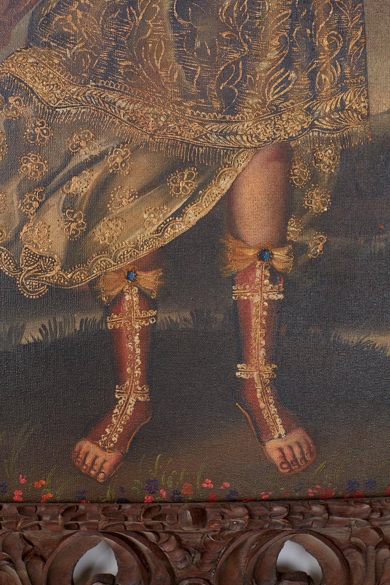 Peruvian Spanish Colonial Cuzco School Style Religious Painting at 1stDibs
