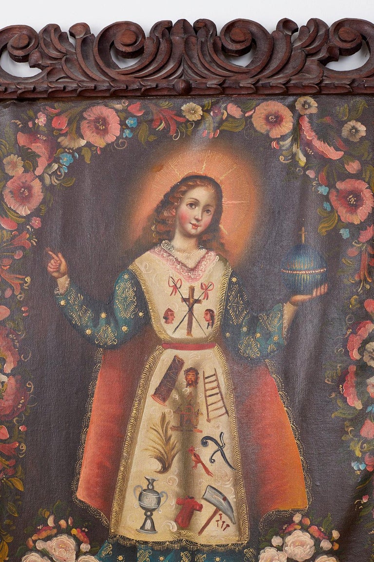 Peruvian Spanish Colonial Cuzco School Style Religious Painting at 1stDibs
