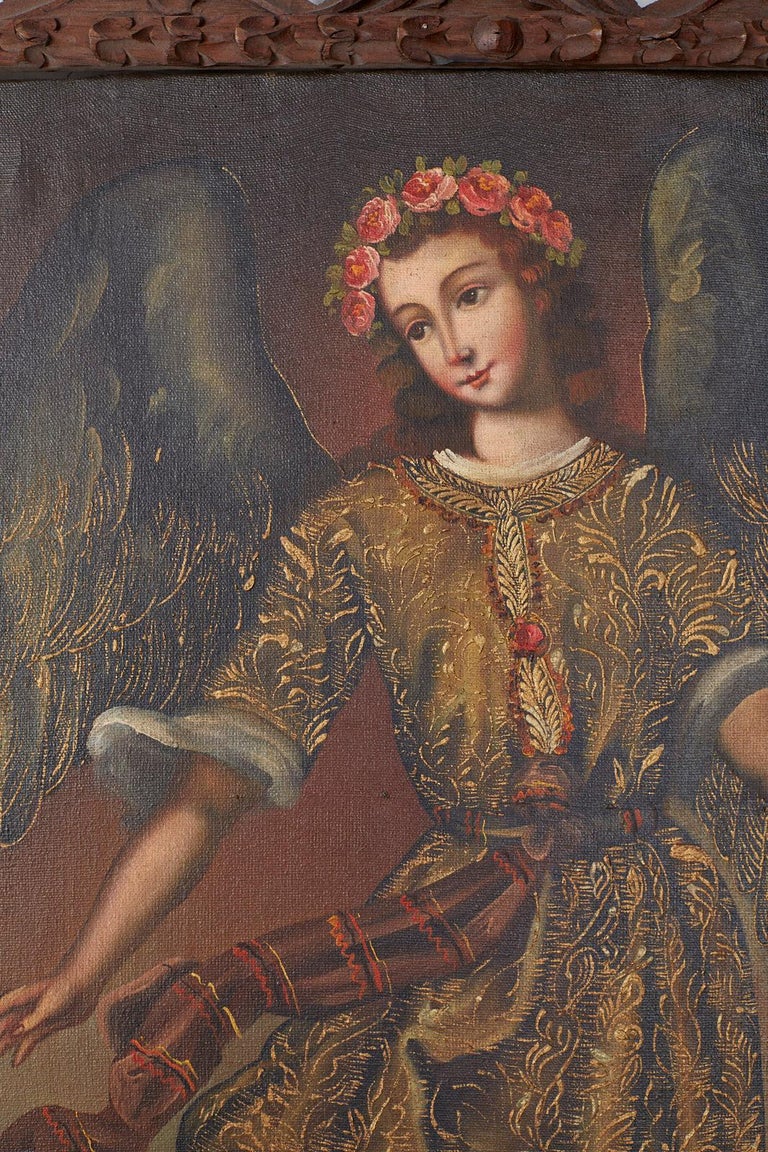 Peruvian Spanish Colonial Cuzco School Style Religious Painting at 1stDibs