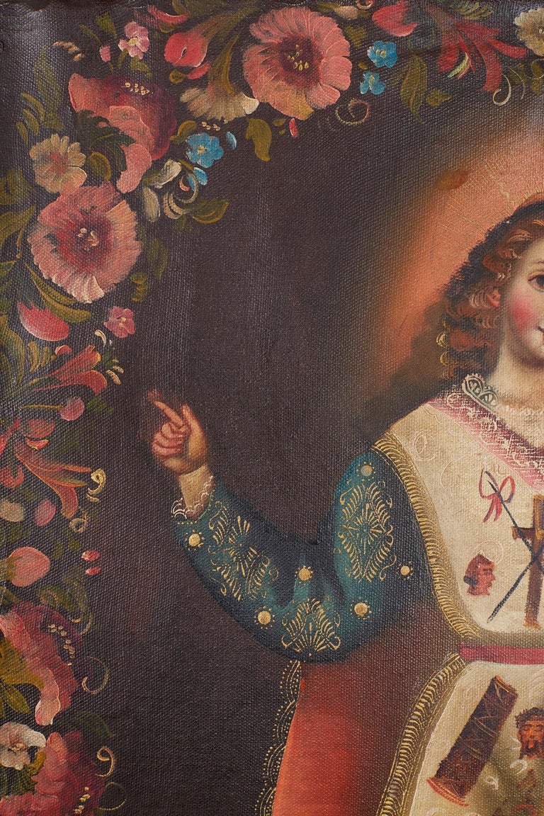 Peruvian Spanish Colonial Cuzco School Style Religious Painting at 1stDibs