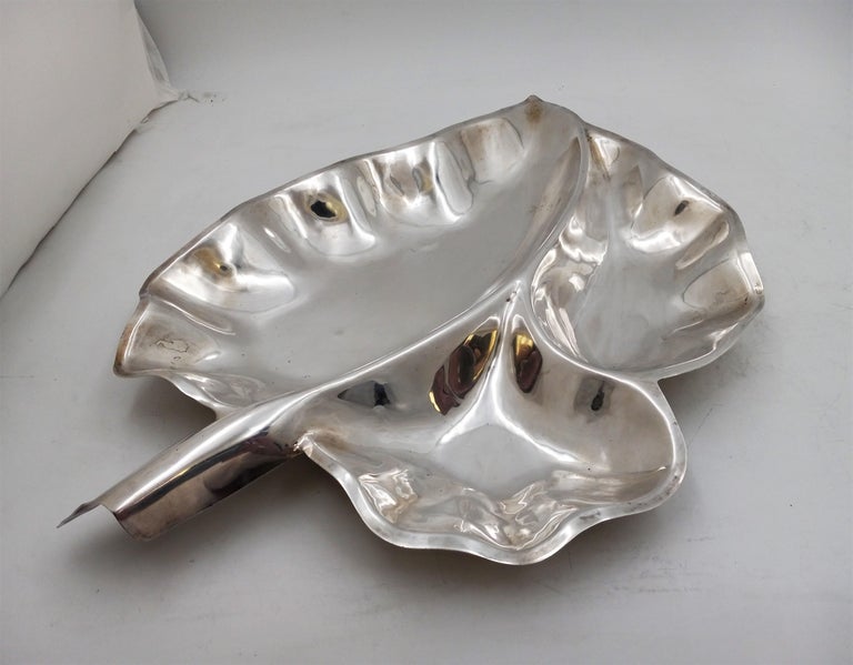 Peruvian Sterling Silver Hammered Mid-Century Modern Serving Platter ...