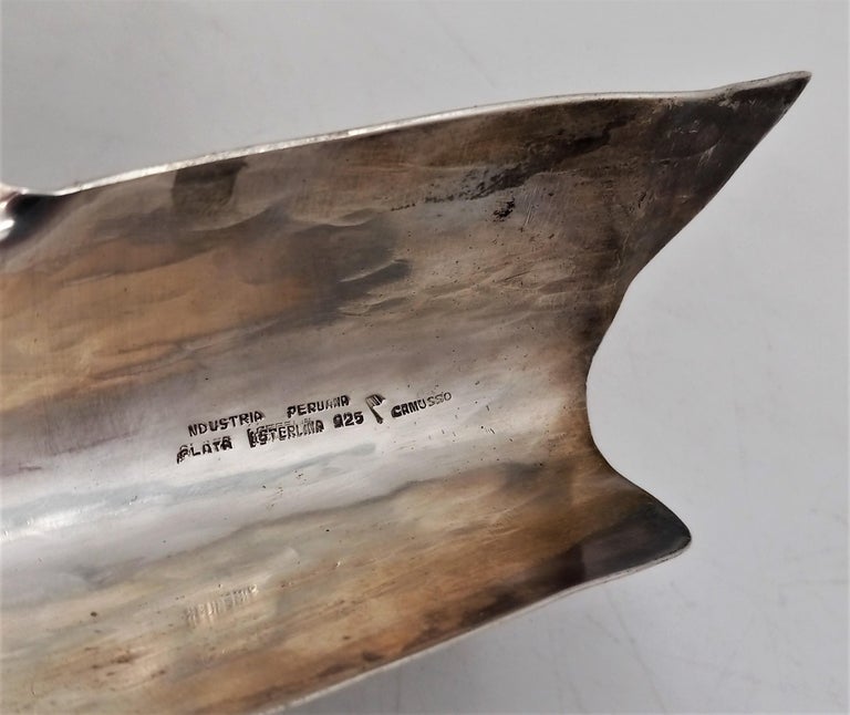 Peruvian Sterling Silver Hammered Mid-Century Modern Serving Platter ...